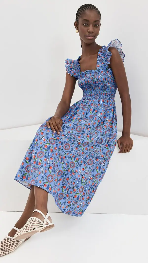 Hill House Home Ellie Nap Dress - Swedish Floral/Blue Multi